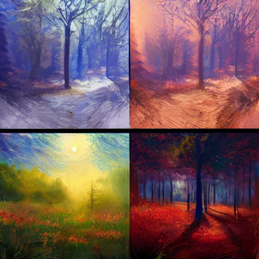 painting depicting all four season in one, concept | Stable Diffusion ...