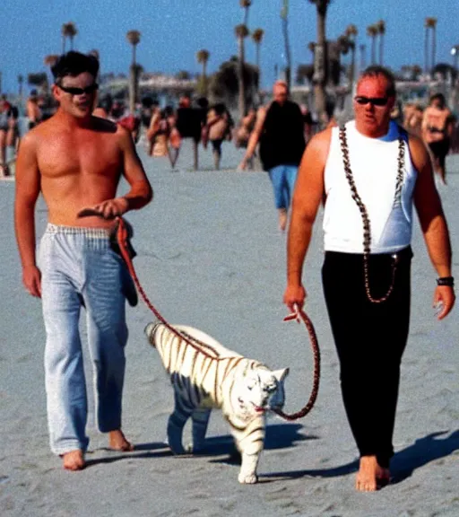 celebrity walking his two pet white tigers on a chain | Stable ...