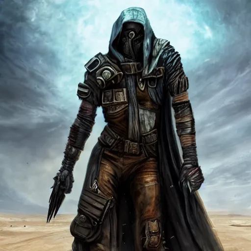 cloaked psionic, post-apocalyptic, mad max style, | Stable Diffusion