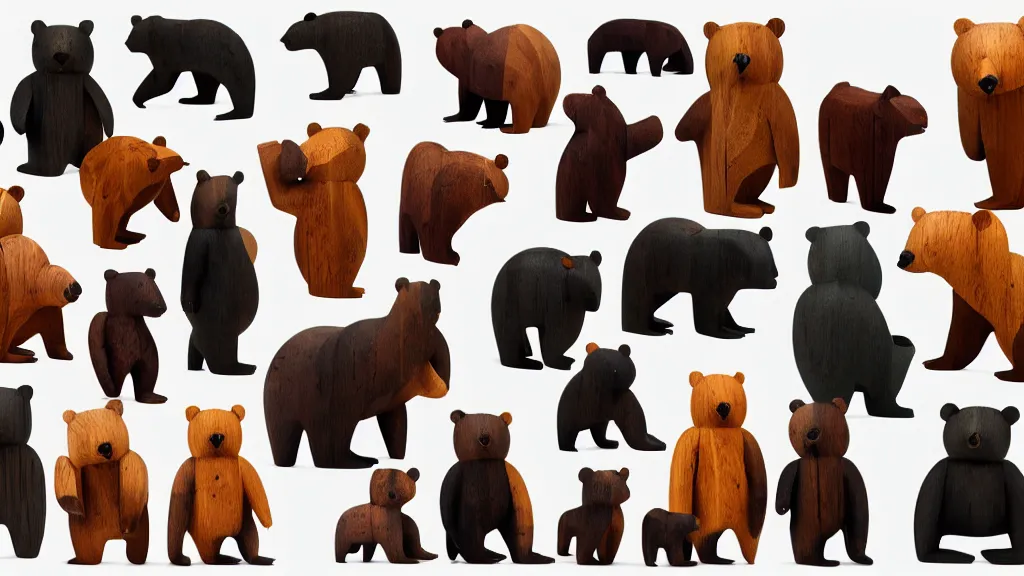 a selection of wooden handcrafted bears, several items | Stable ...
