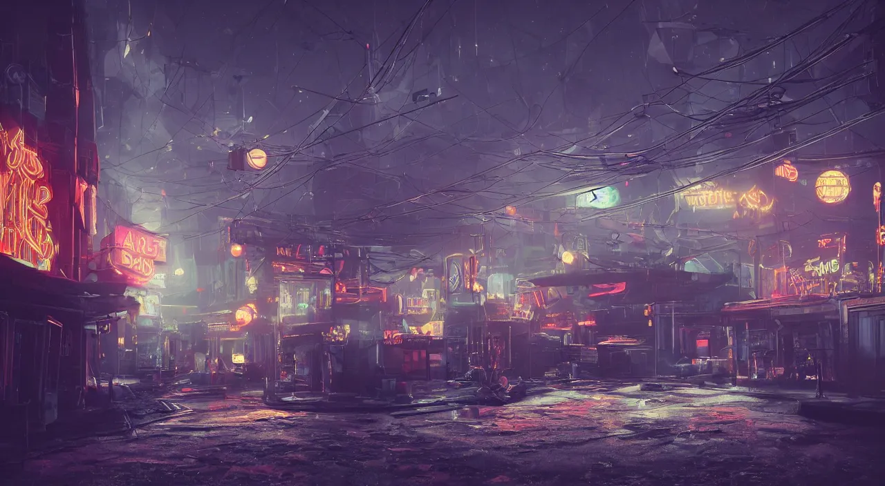 a bar on a distant planet, dark, junk everywhere, | Stable Diffusion ...
