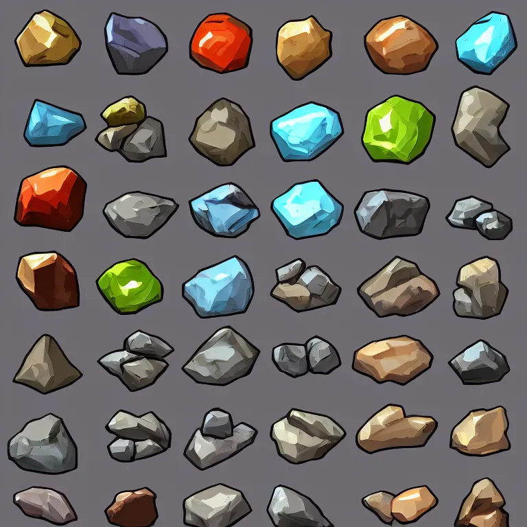 a 2 d rock game design asset pack, game assets, | Stable Diffusion ...