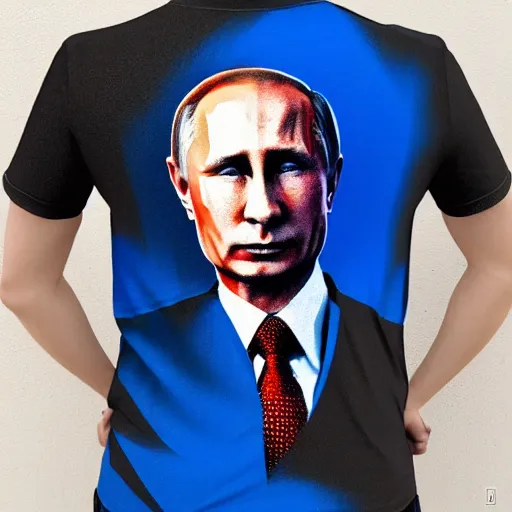 spraypainted illustration of putin on the back of a t | Stable ...