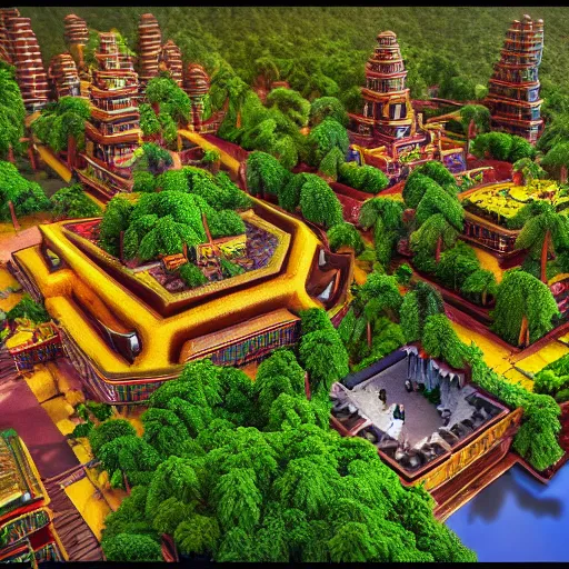 a lush golden aztec city sits in the the heart of the | Stable ...