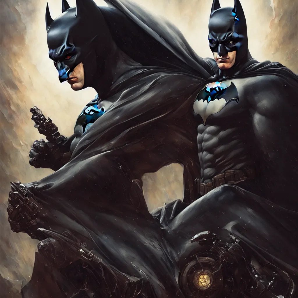 a portrait of batman standing with the batmobile by | Stable Diffusion ...