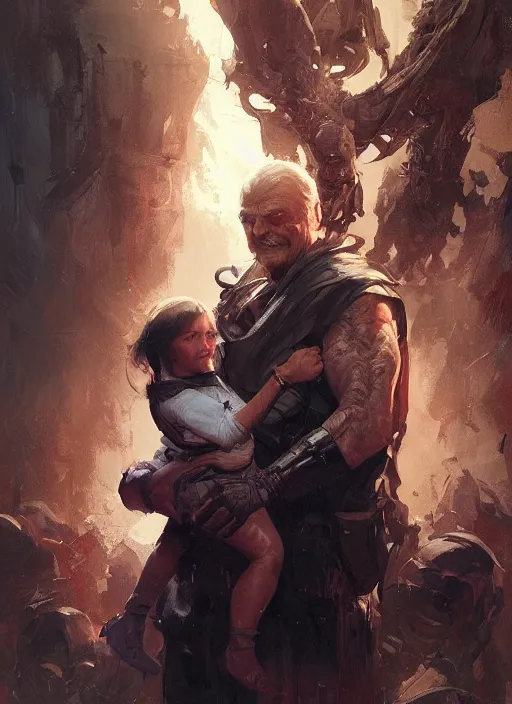 wideshot, Portrait of Father holding his daughter, | Stable Diffusion ...