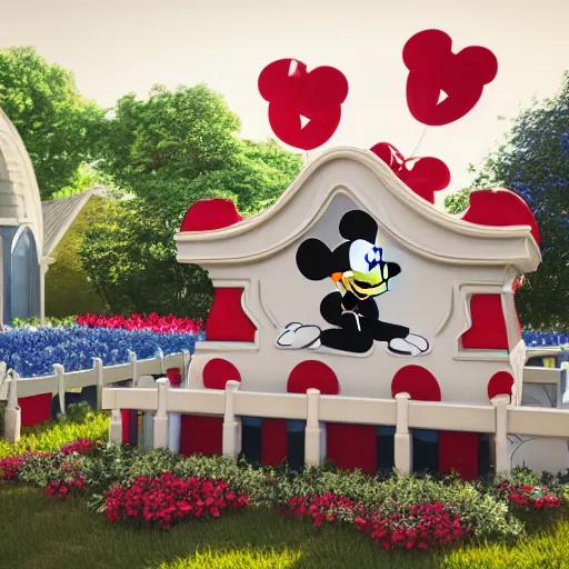 disney - themed - funeral - home, mickey - mouse - | Stable Diffusion