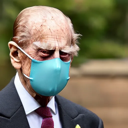 prince philip with face mask | Stable Diffusion