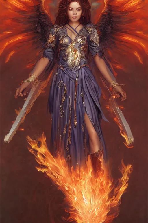 portrait of the devotion angel wizard wearing flaming | Stable ...