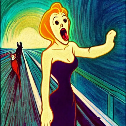 a cartoon adaptation of the scream of munch by walt | Stable Diffusion