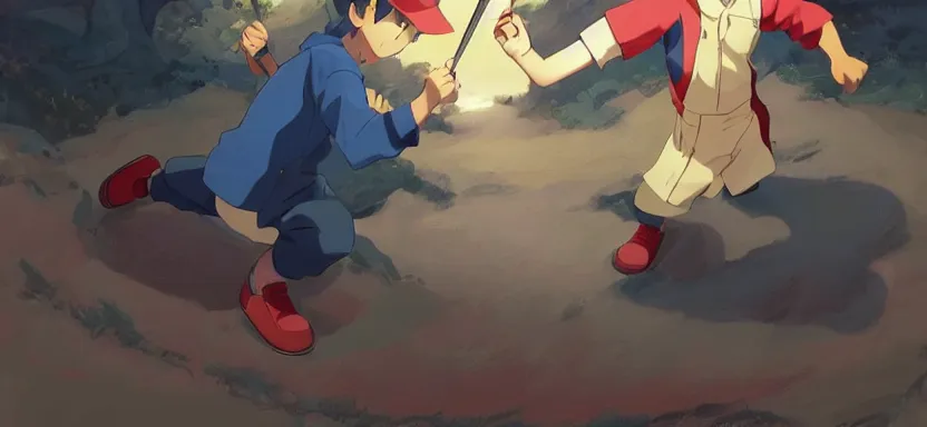 ash ketchum catches a rare pokemon, digital painting | Stable Diffusion ...