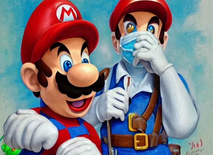 a highly detailed mario portrait of a dentist, james | Stable Diffusion ...