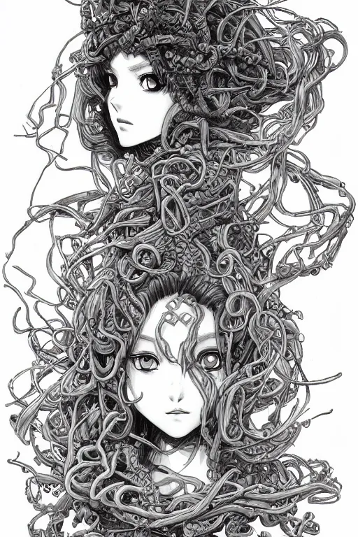 anime medusa, pen and ink, intricate line drawings, | Stable Diffusion ...