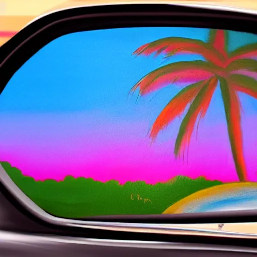 a synthwave realistic painting for a zoomed in car | Stable Diffusion