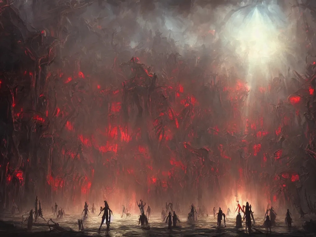 a dramatic oil painting of a paradise of undead | Stable Diffusion ...