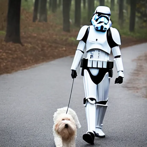 A stormtrooper taking his dog for a walk, photo, real, | Stable ...