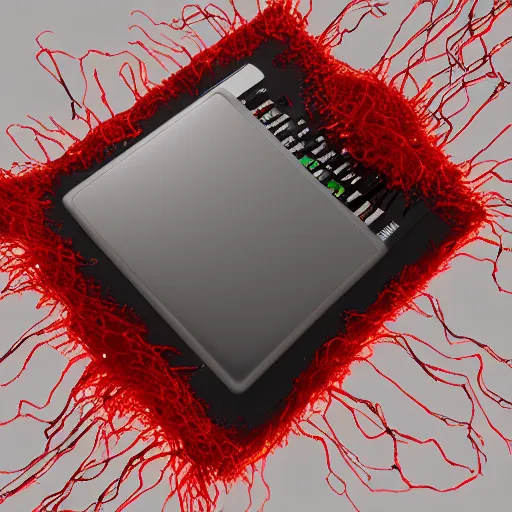 a square computer coated in, clumps of hair, wires, | Stable Diffusion ...