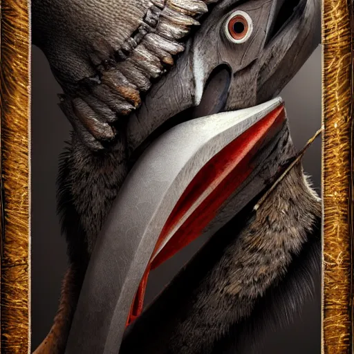 realistic portrait of an axe beak, fantasy book, high | Stable ...