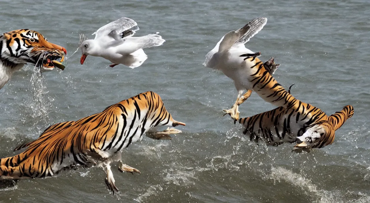 Tiger Attacking Zebra