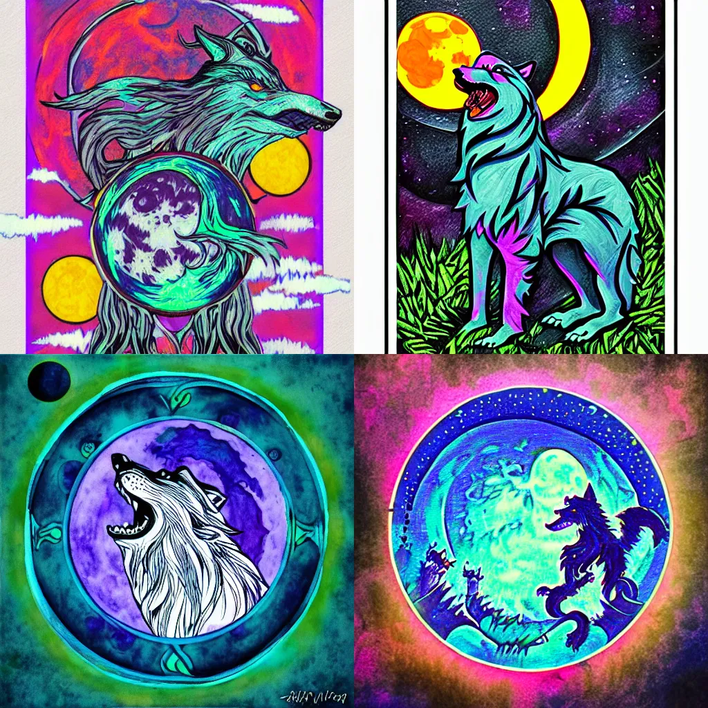 Werewolves Howling at the Moon, a fantasy sci-fi | Stable Diffusion ...