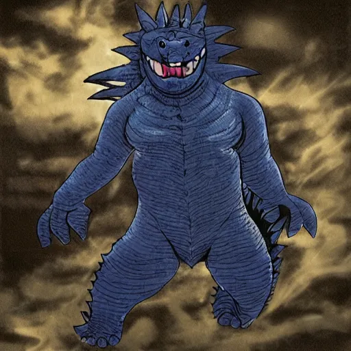 Godzilla in Jojo's Bizarre Adventure, concept art, pose | Stable ...