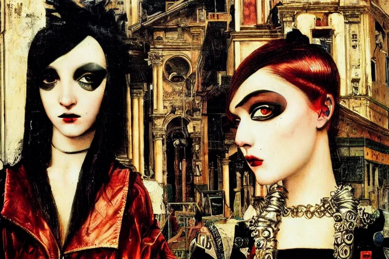 close up portrait of a punk goth girl in a cyberpunk | Stable Diffusion ...