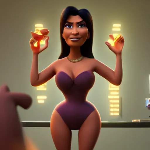 kim kardashian as seen in pixar animated movie 4k | Stable Diffusion