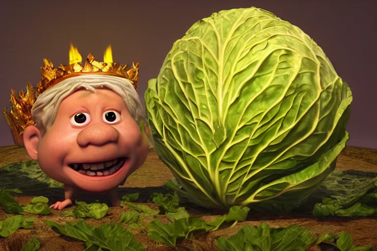 3 d render of cabbage character who is a king, wearing | Stable Diffusion | OpenArt