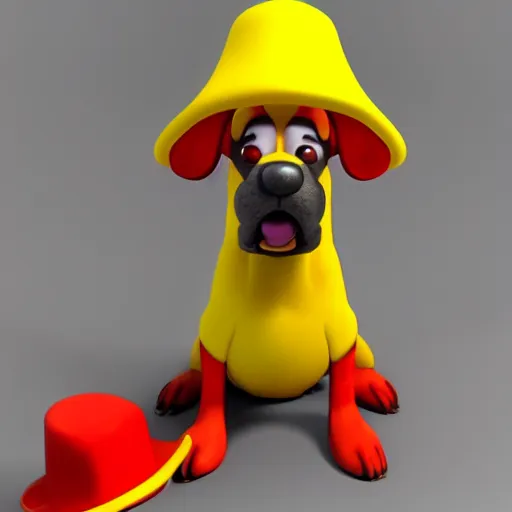 a cartoon dog with a red and yellow hat, an ambient | Stable Diffusion ...
