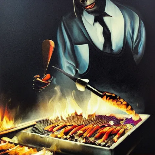 michael jackson cooking a bbq, abstract oil painting | Stable Diffusion ...