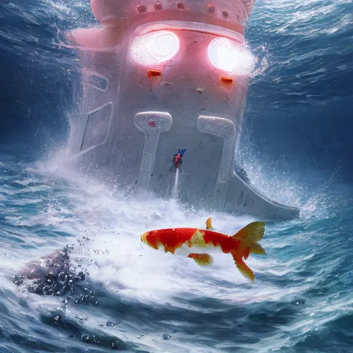 subsurface scattering, white, giant submarine, koi | Stable Diffusion | OpenArt