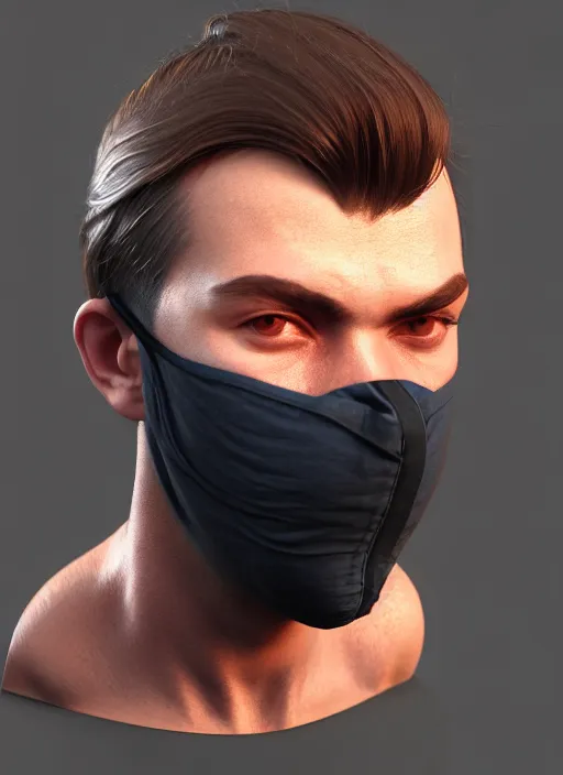 3 d model of a european young man covering face with | Stable Diffusion ...