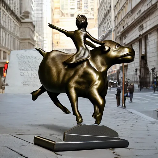 The Wall Street Fearless Girl bronze sculpture riding | Stable ...