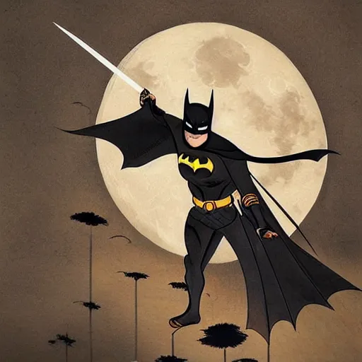 batman samurai at night, feudal medival japan, big | Stable Diffusion ...