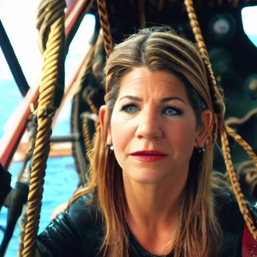 low angle photo of rachel green in a pirate ship, 8 k | Stable ...