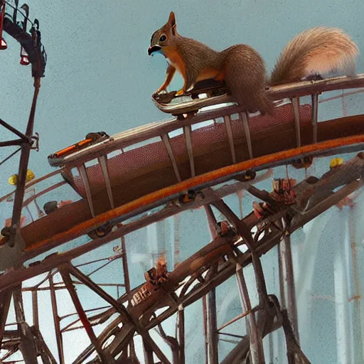 squirrel on a roller coaster by greg rutkowski and | Stable Diffusion ...