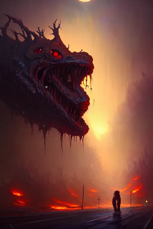 a giant horrible creature roaming the neighborhood | Stable Diffusion ...