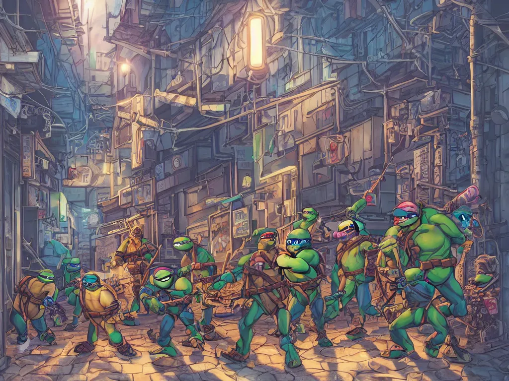 cartoon teenage mutant ninja turtles, standing in | Stable Diffusion ...