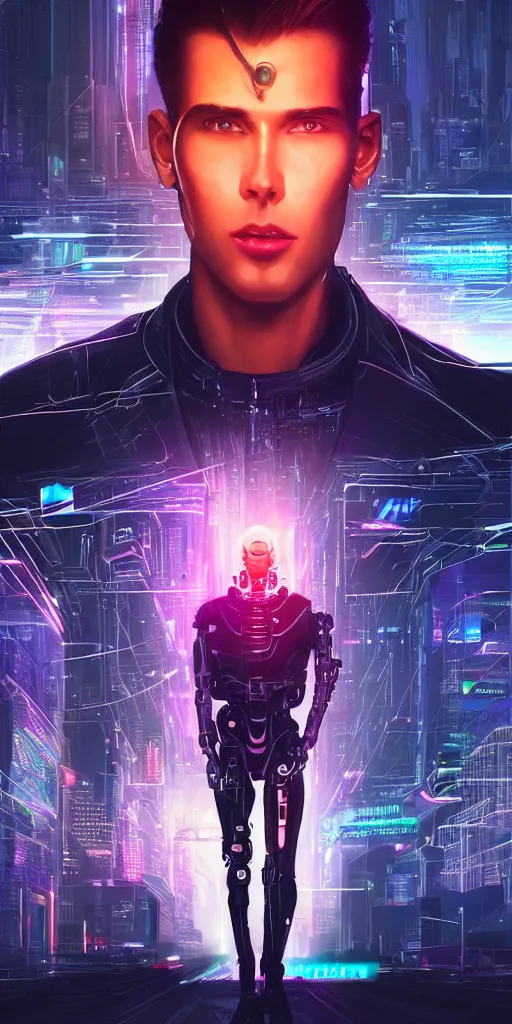 handsome, young man, cybernetic, cyberpunk, wires, | Stable Diffusion ...