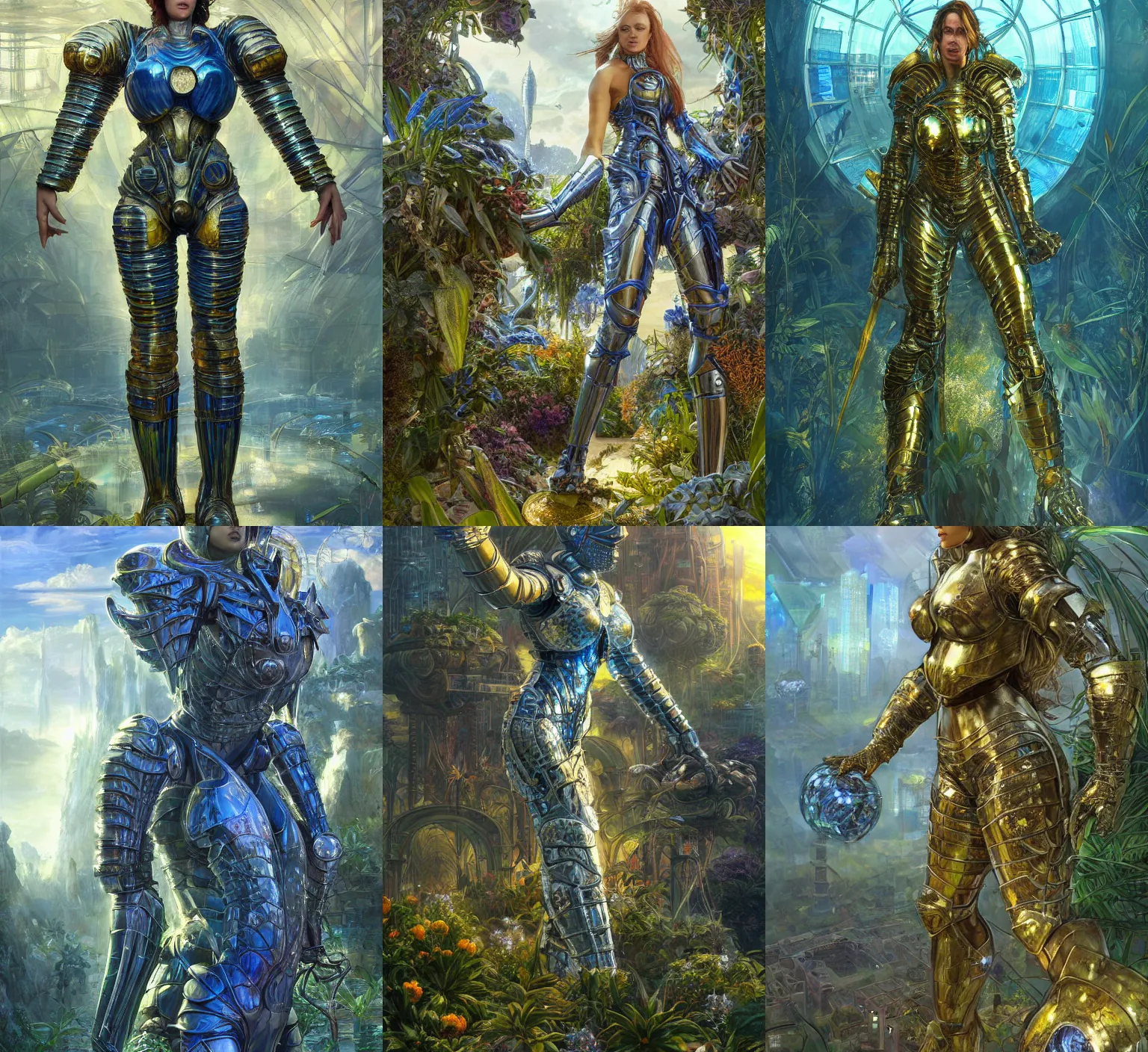a heavy hulking female knight in a hi-tech botanical | Stable Diffusion ...