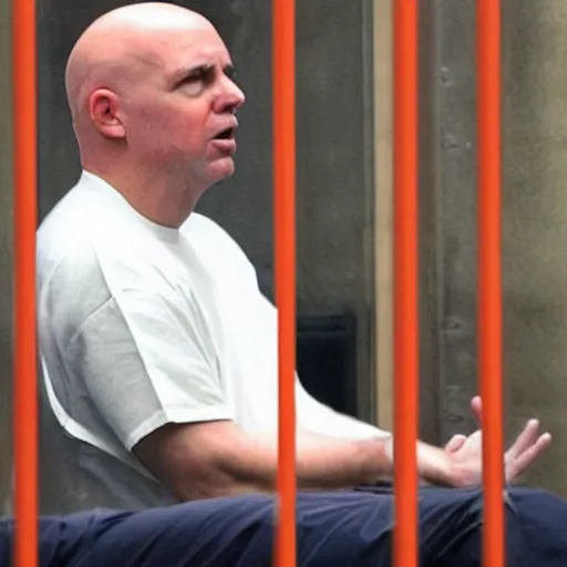 donald trump wearing orange prison jumpsuit, locked | Stable Diffusion