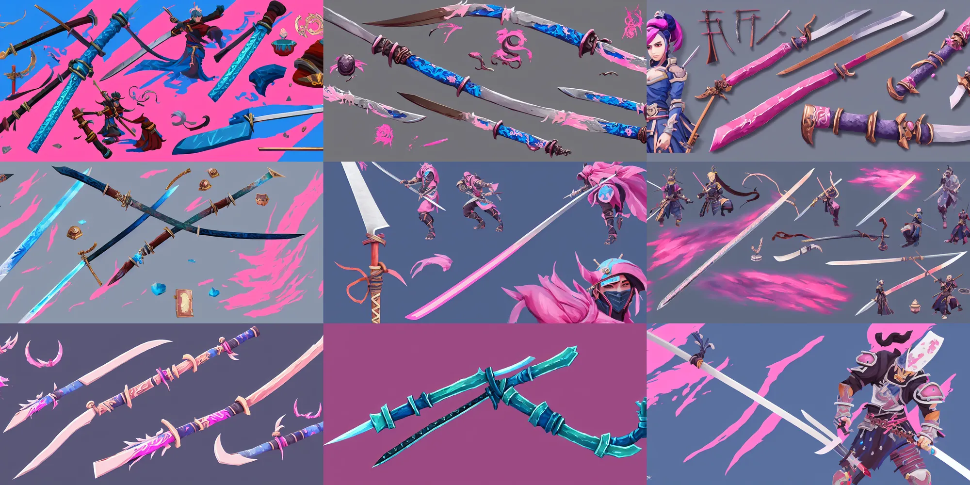 game asset of fantasy samurai sword, in gouache | Stable Diffusion ...