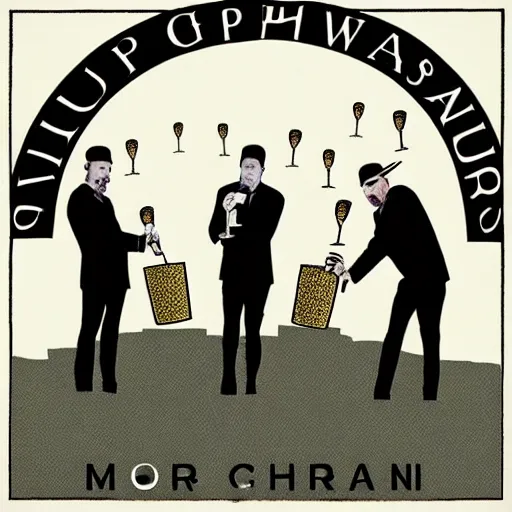 album art cover of four guys drinking champagne and | Stable Diffusion ...