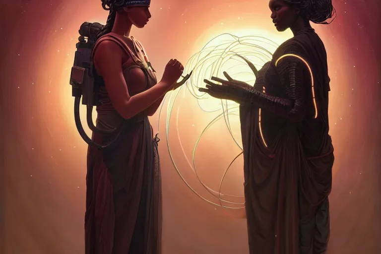 patron saint 👩🏾 praying with machine, futuristic | Stable Diffusion ...