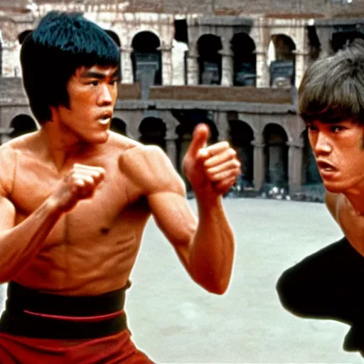 Bruce Lee fighting with Luke Skywalker inside the | Stable Diffusion ...
