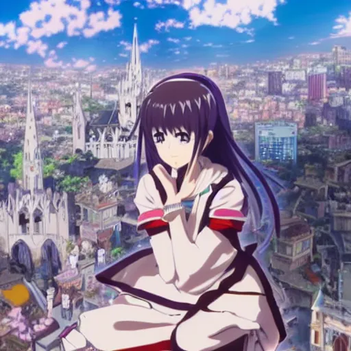 Key Anime Visual a macro anime girl sitting on a | Stable Diffusion ...