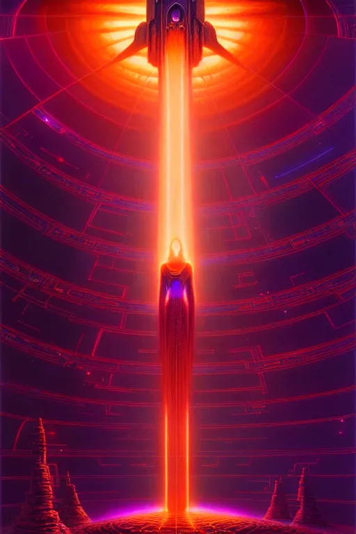 an epic hyperspace light technology temple with female | Stable ...