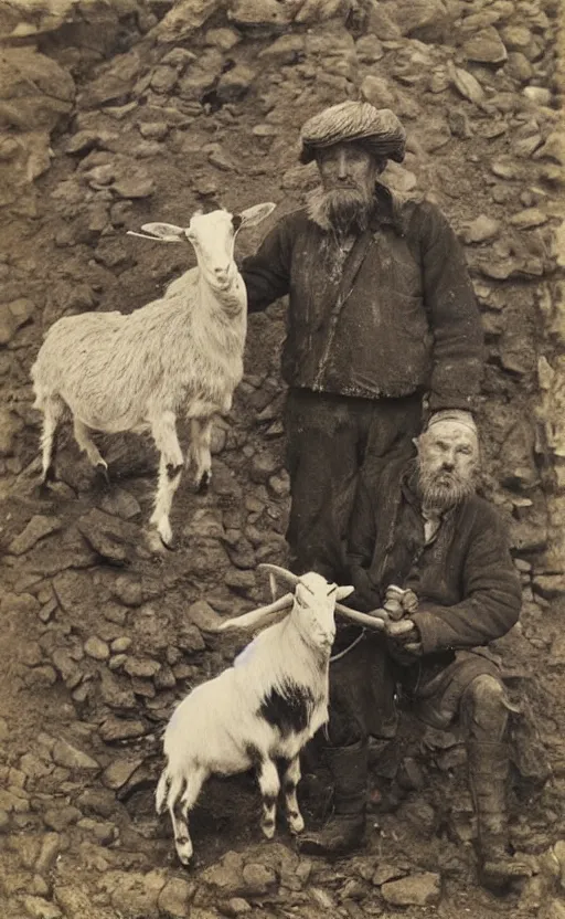 portrait of a welsh coal miner and his pet goat, | Stable Diffusion ...