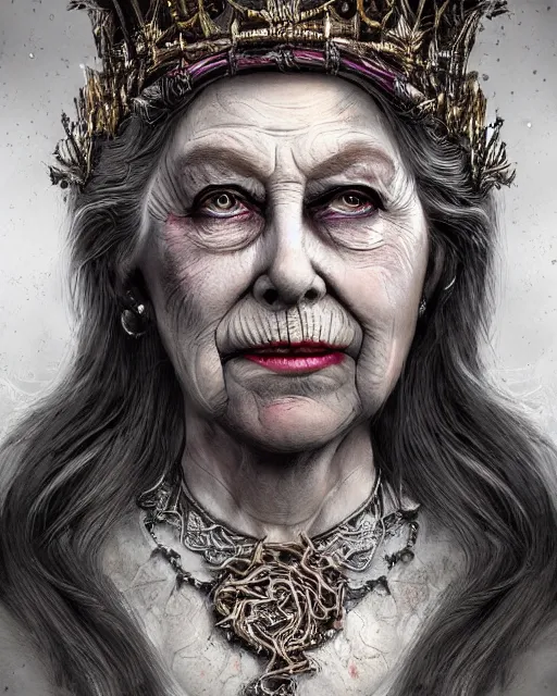 Queen Elisabeth as a hag witch, highly detailed face, | Stable ...