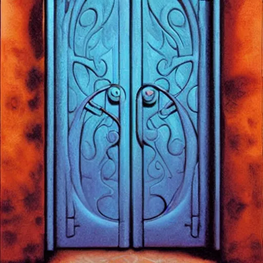 iron gate door texture, painting by boris vallejo and | Stable ...